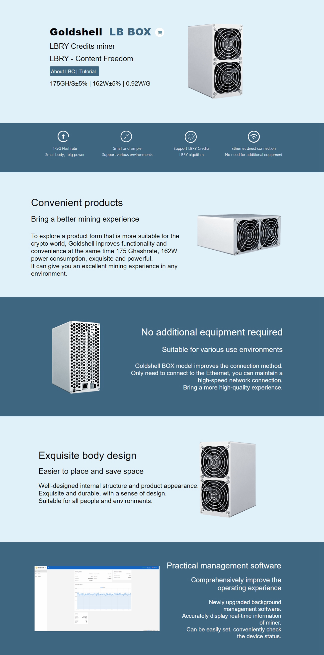 Goldshell LB BOX 175GH 162W LBC Miner - skycorp.cn